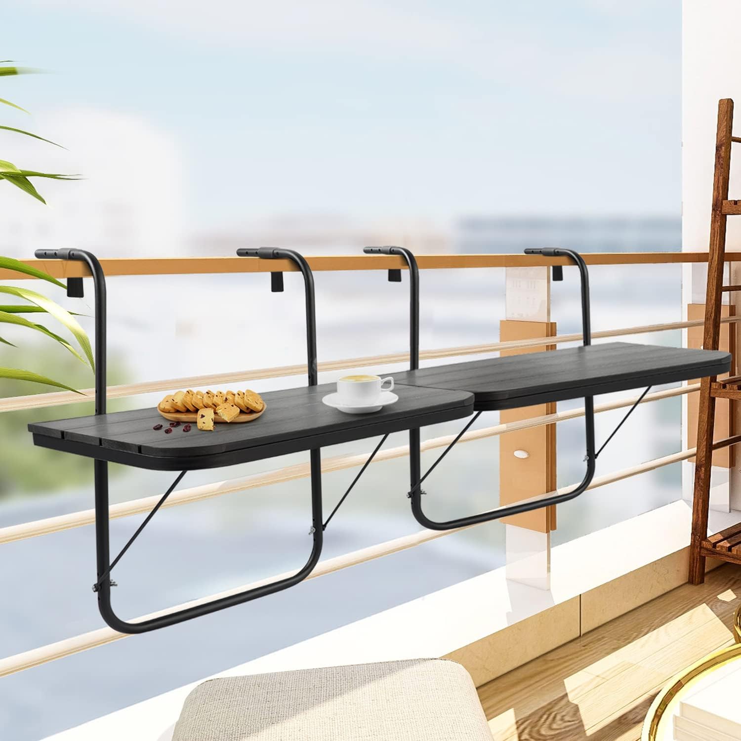 Amazon.com: Balcony Railing Table Outdoor Hanging Folding Balcony Bar ...