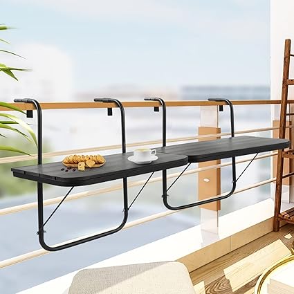 Amazon.com: Balcony Railing Table Outdoor Hanging Folding Balcony Bar ...