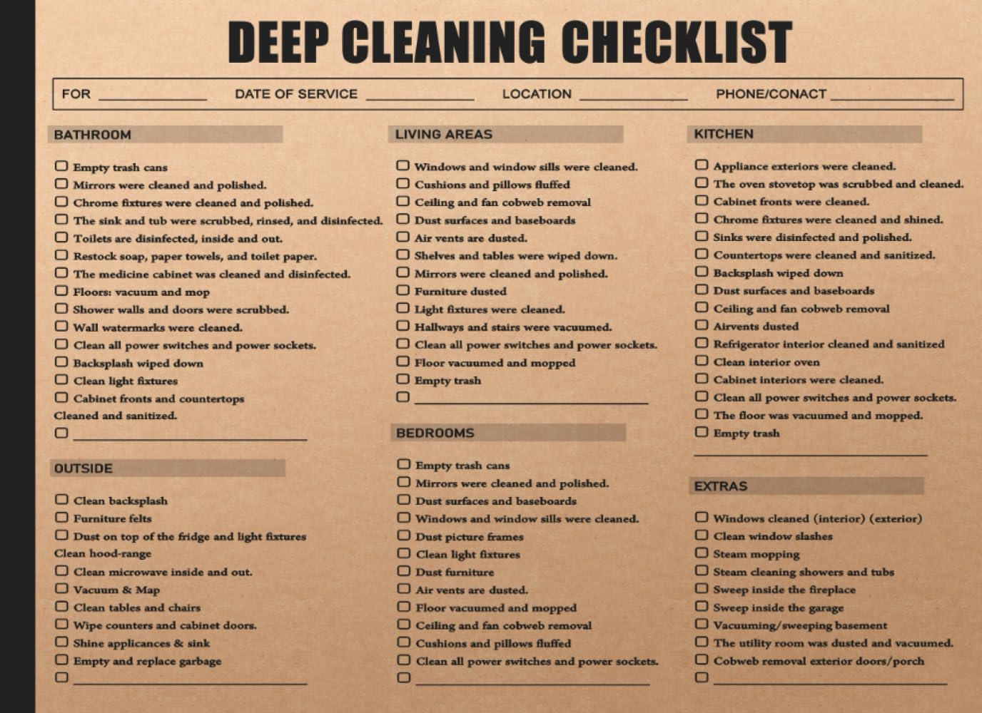 Deep Cleaning Checklist: Daily, Weekly, and Monthly Checklists for a ...