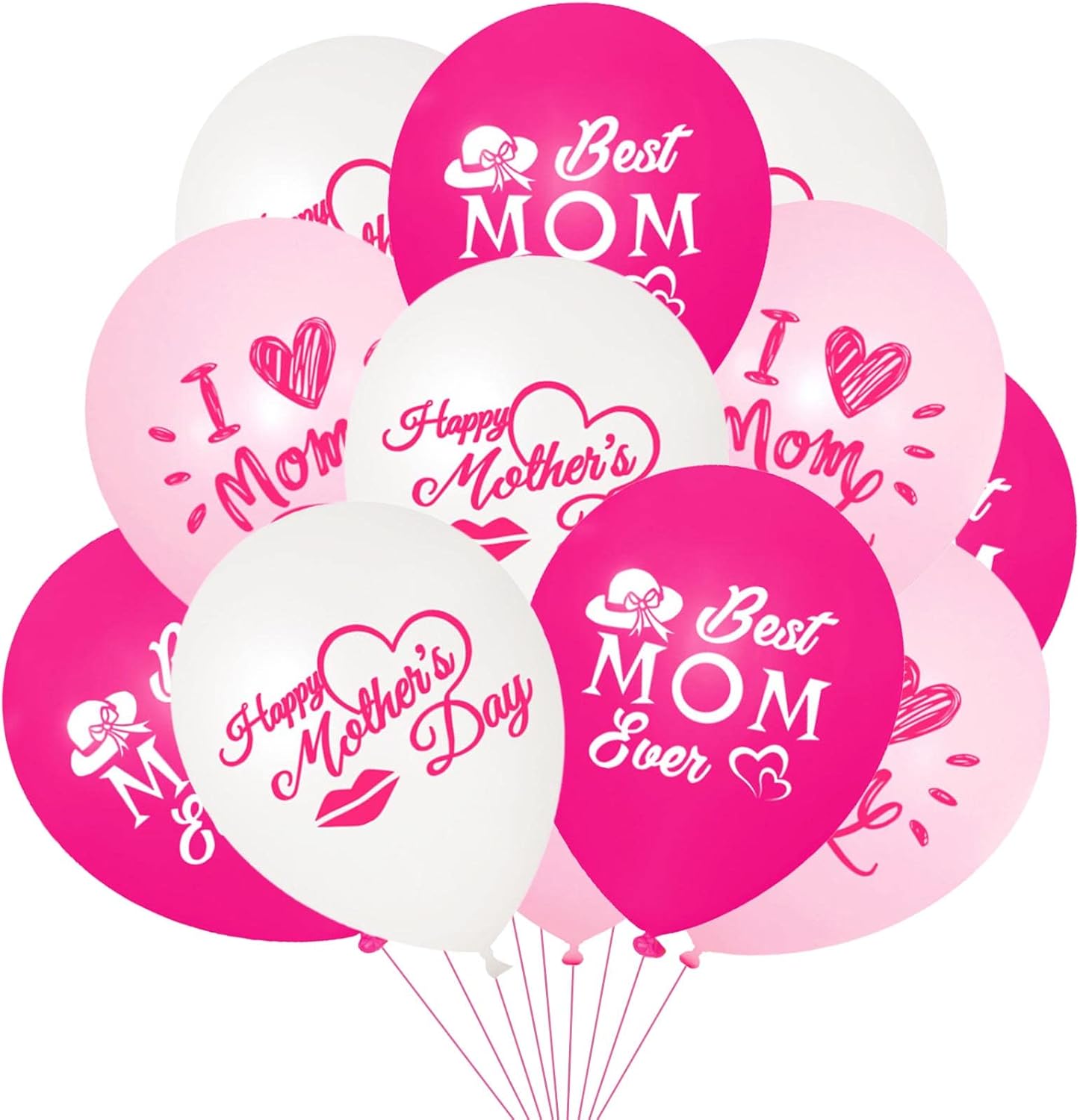 Amazon.com: I Love You Mom Balloons Mother's Day Latex Balloons ...
