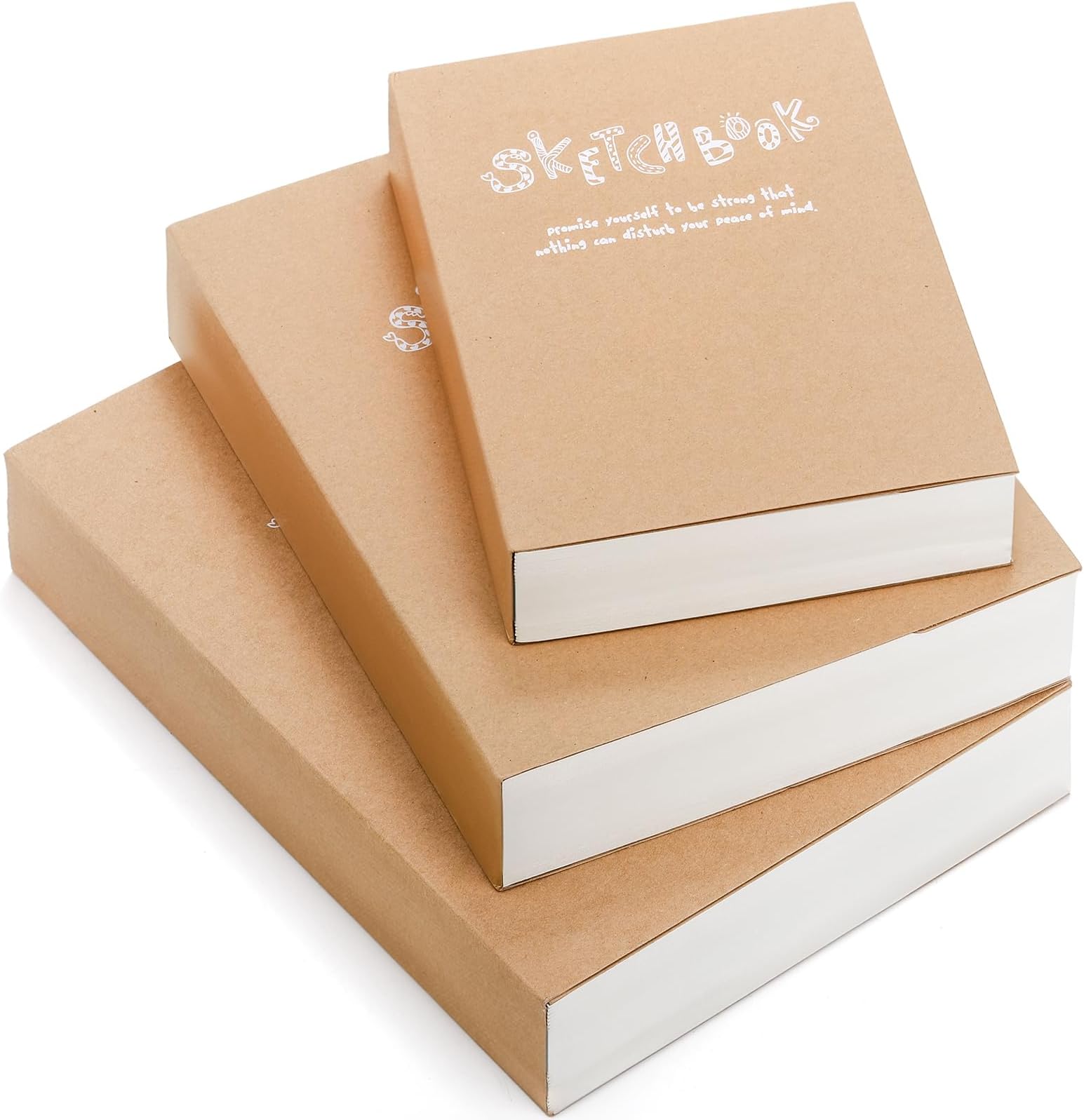 Amazon.com: Kraft Cover Drawing Notebook & Sketchbook – Set of 2 Blank ...