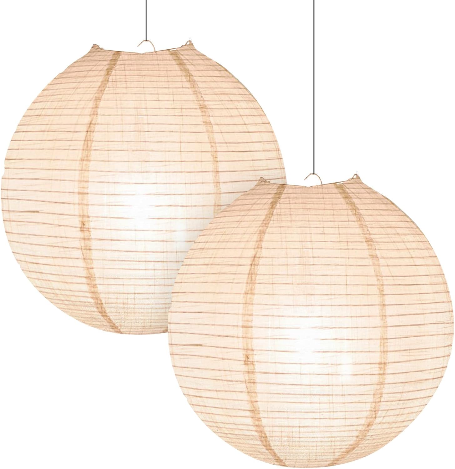 Glooglitter 2 Pcs 12 Inch Round White Linen Paper Lamp Shades Handmade ...