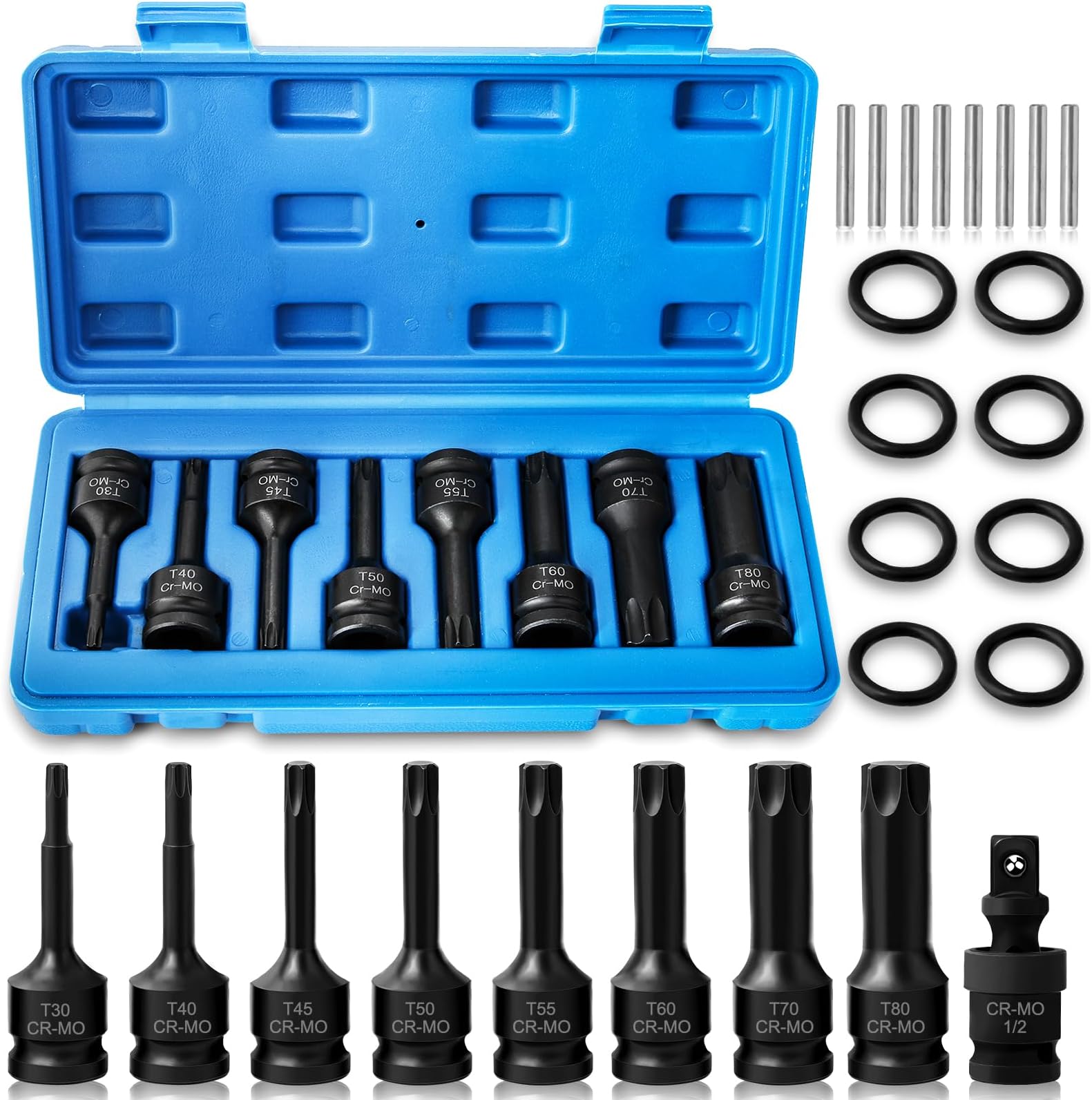 Impact Torx Bit Socket Set Hakkin 1/2” Drive Torx Socket Set T30 T40 ...