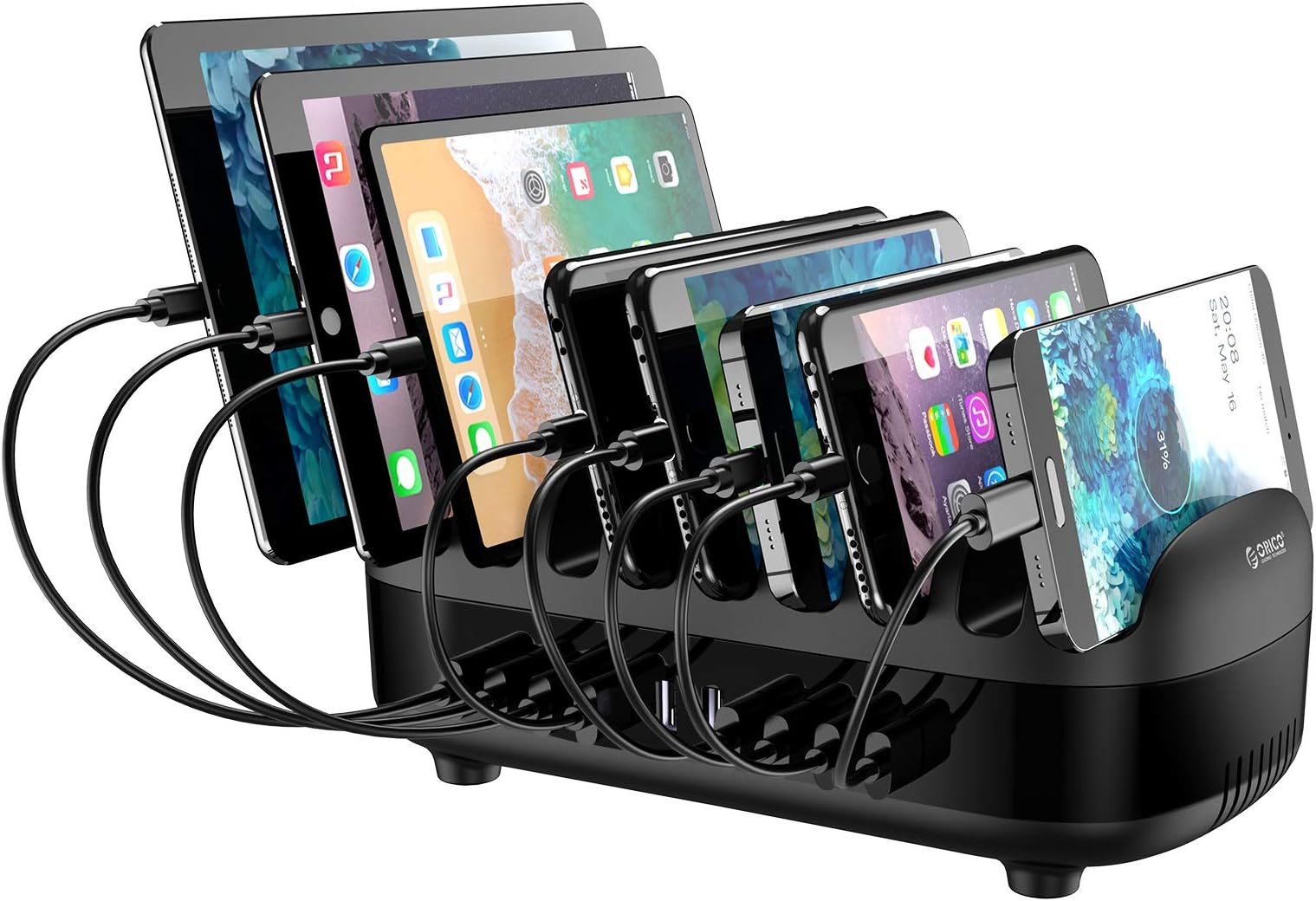 ORICO 120W Charging Station for Multiple Devices 10 Ports Smart USB ...