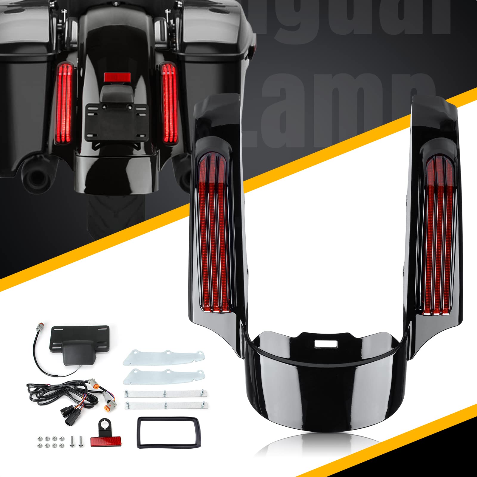 Yolpoco Rear Fender Extension Filler Kit with LED Turn Signals Running ...