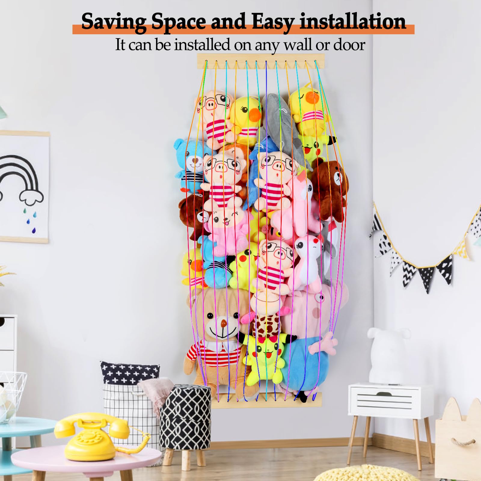 Snapklik.com : Stuffed Animal Storage Wood Soft Toy Organizer For Kids ...