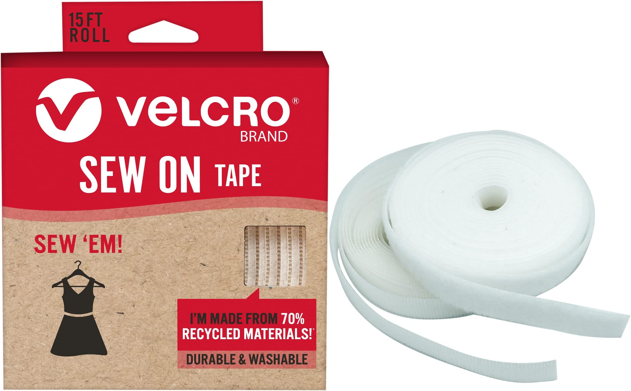 Amazon.com: VELCRO Soft & Flexible Sew-On Tape Black 5/8 Inch x30 Inch ...