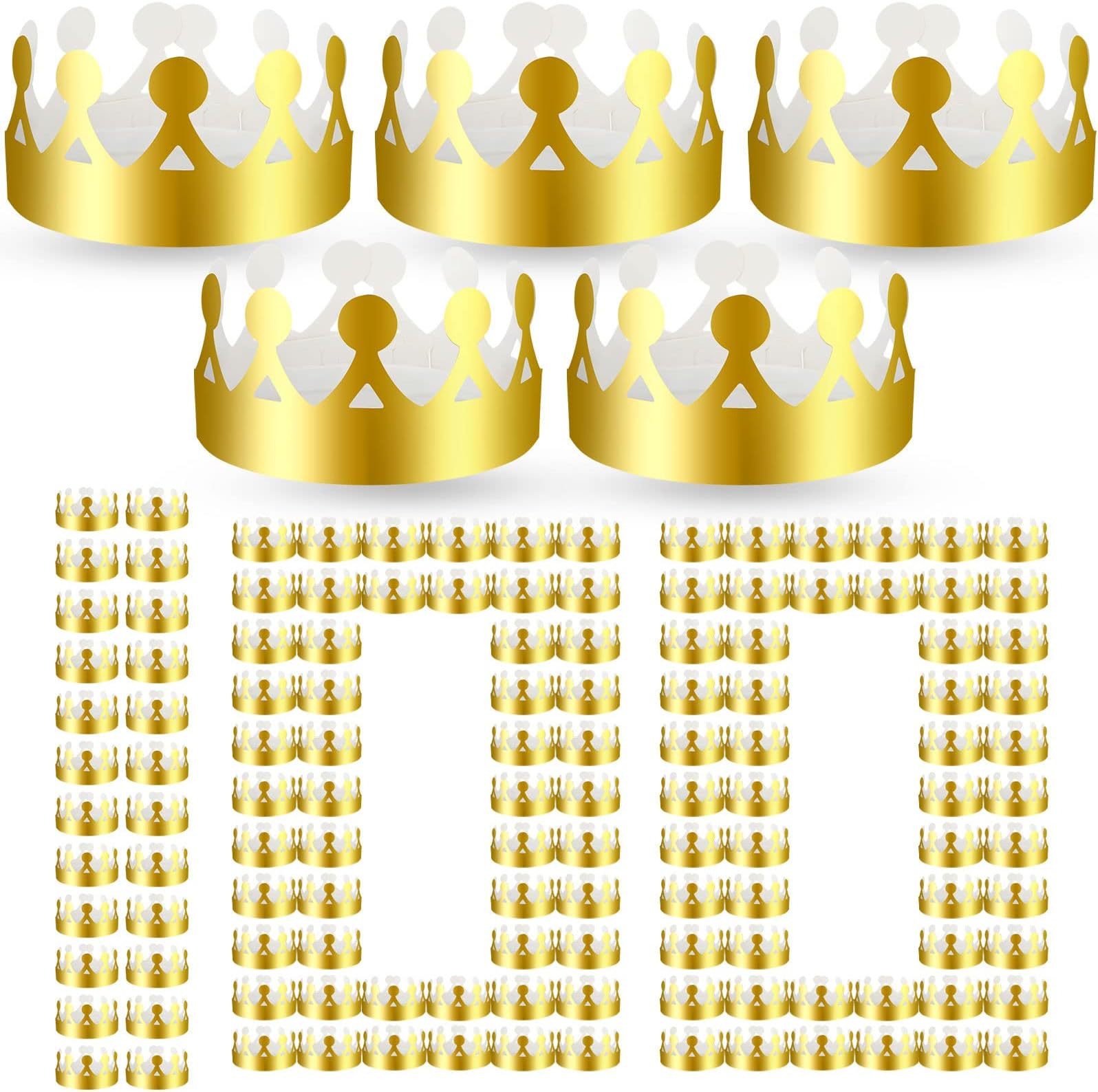 Amazon.com: Crtiin 100 Pcs Gold Paper Crowns Birthday Party Crowns Bulk ...
