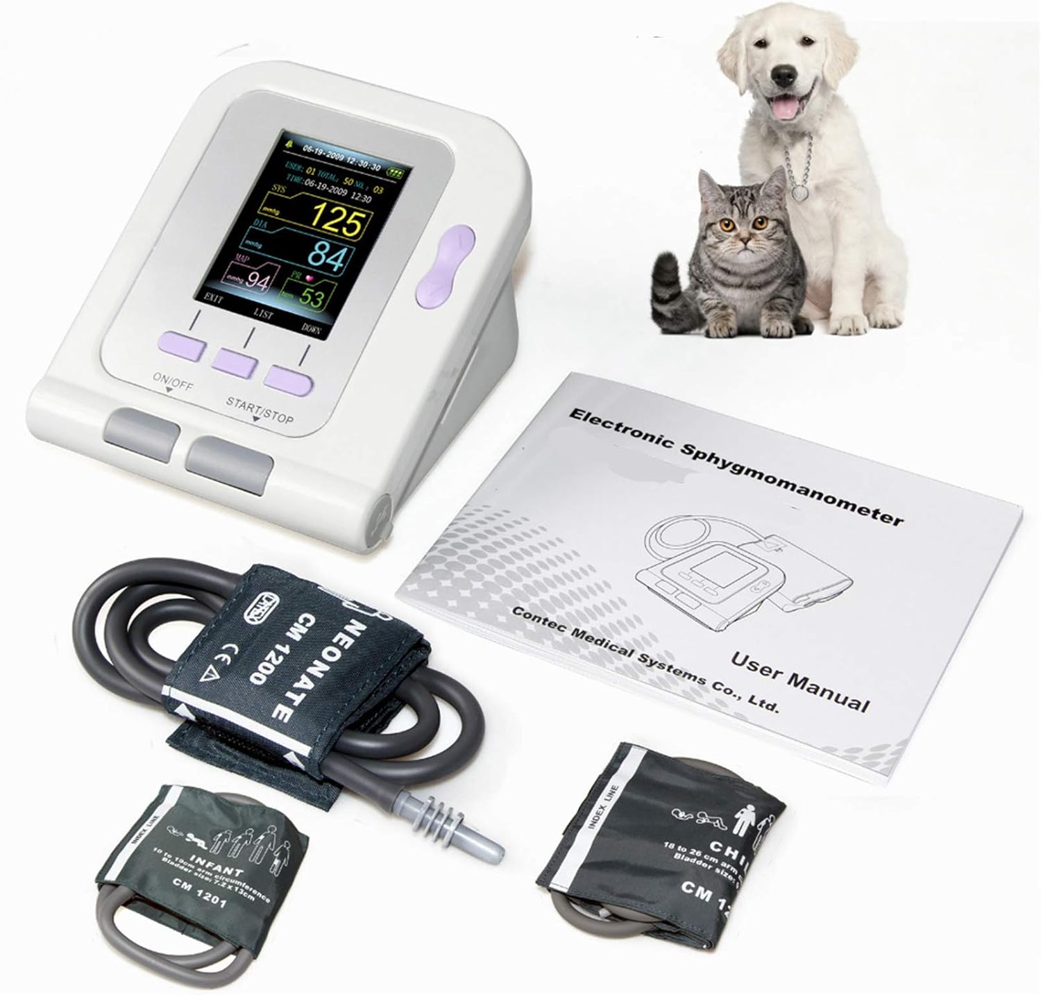 Vet Veterinary Digital Blood Pressure & Heart Beat Monitor NIBP +3 ...