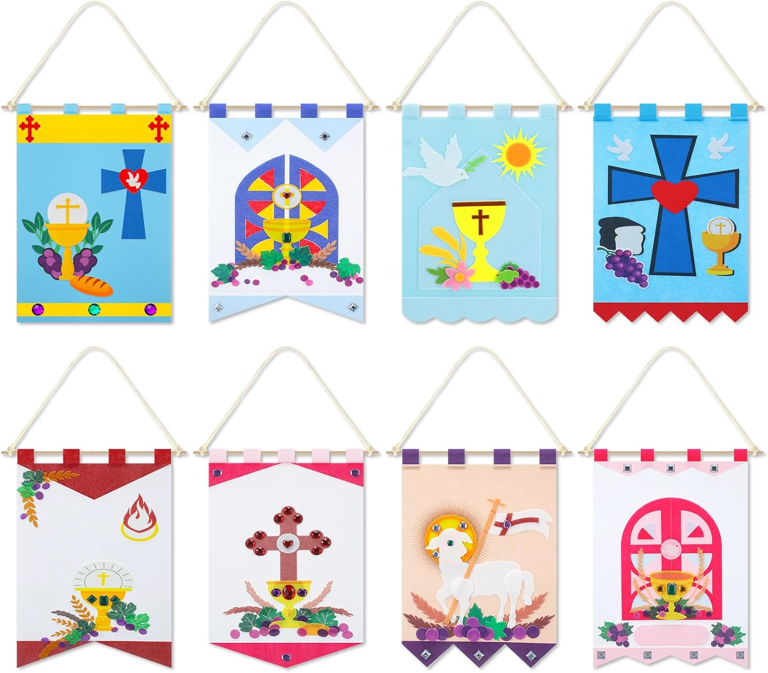 Amazon.com: 8 Sets First Communion Banner Kit for Boys Girls 9 x 12 ...