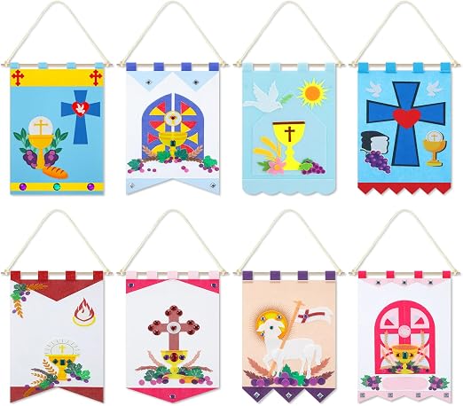 Amazon.com: Hillsuren 8 Sets First Communion Banner Kit for Boys Girls ...