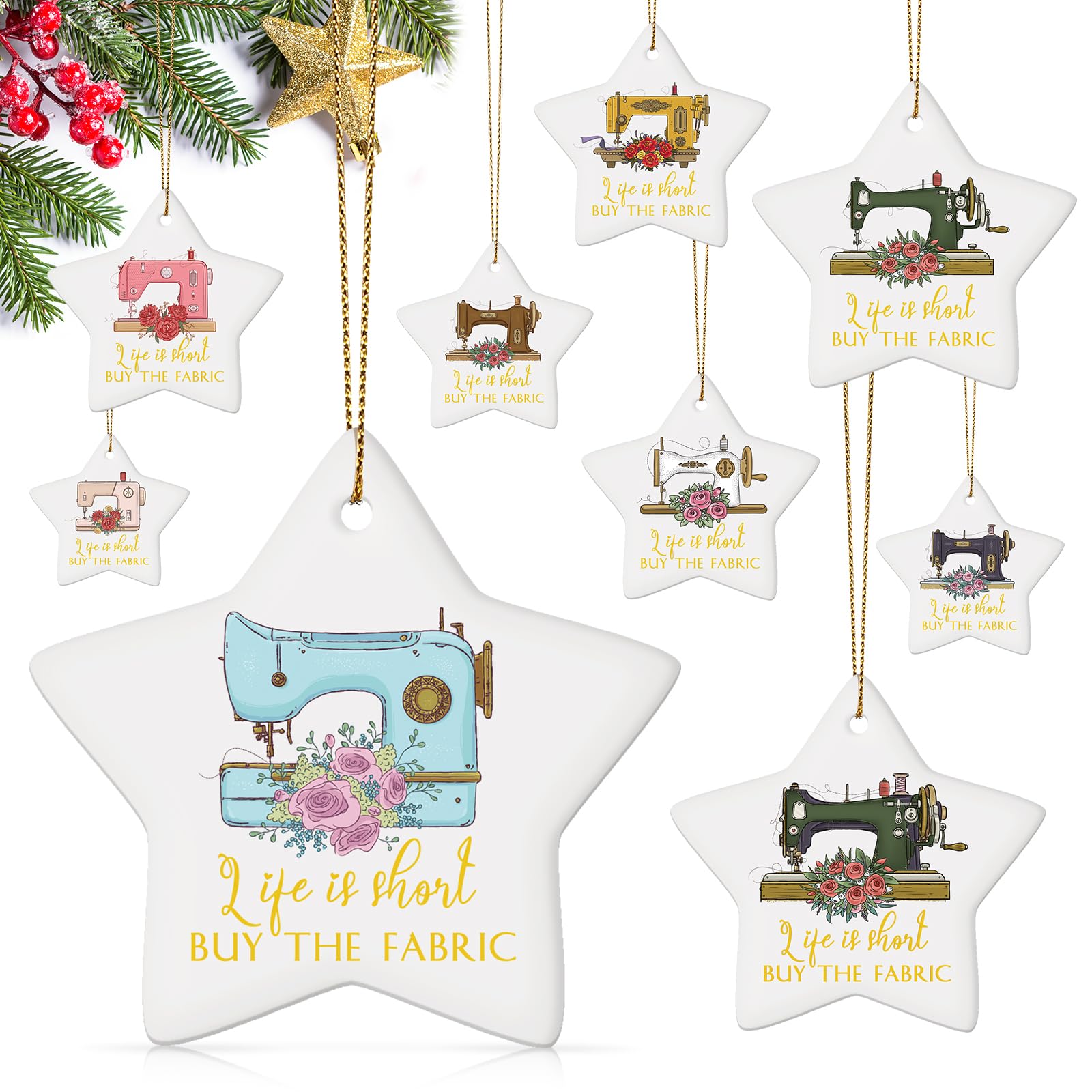 Amazon.com: 9 Pcs Sewing Machine Ornament for Christmas Tree Christmas ...