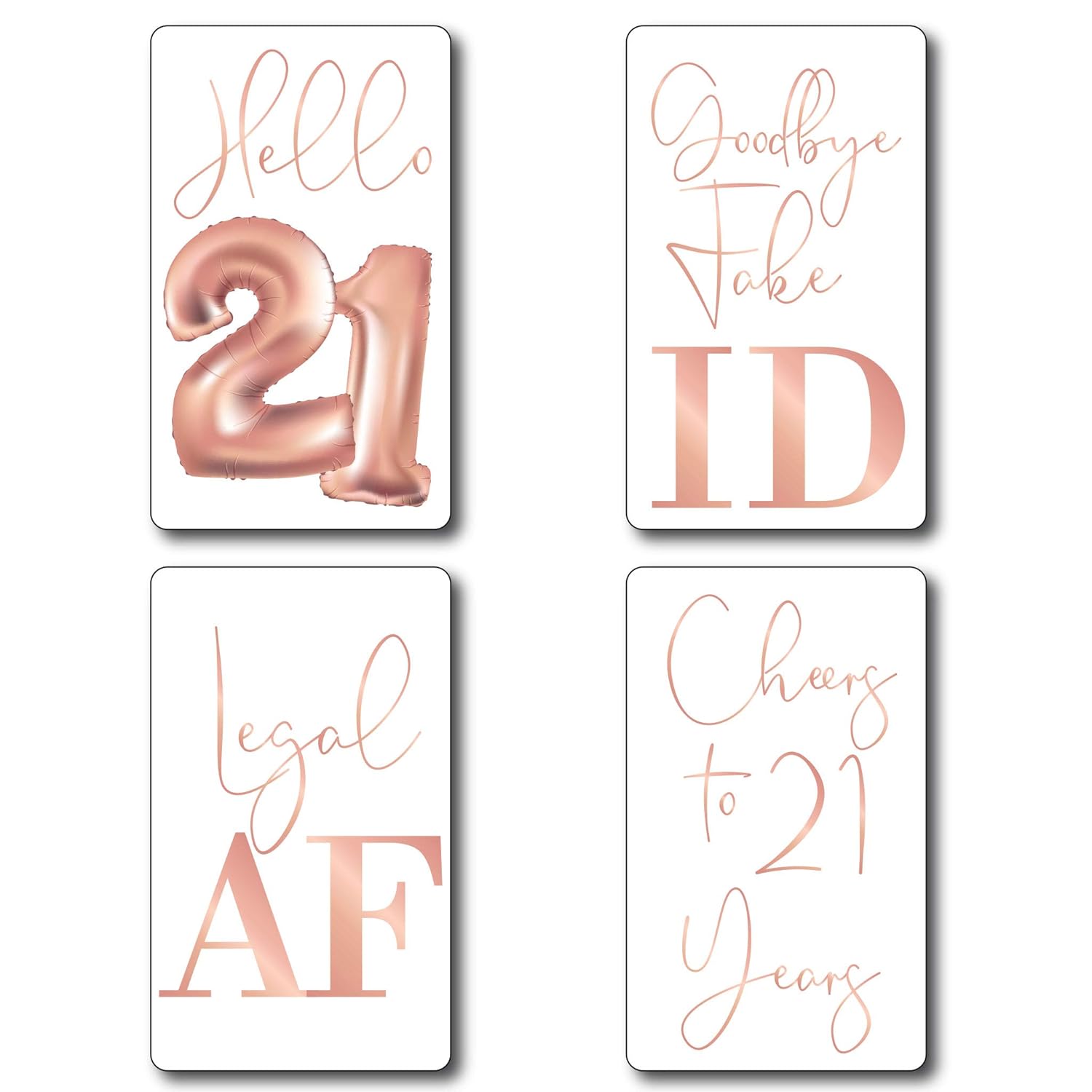 Amazon.com: 21st Birthday Wine Bottle Labels - 4 Rose Gold Balloon ...