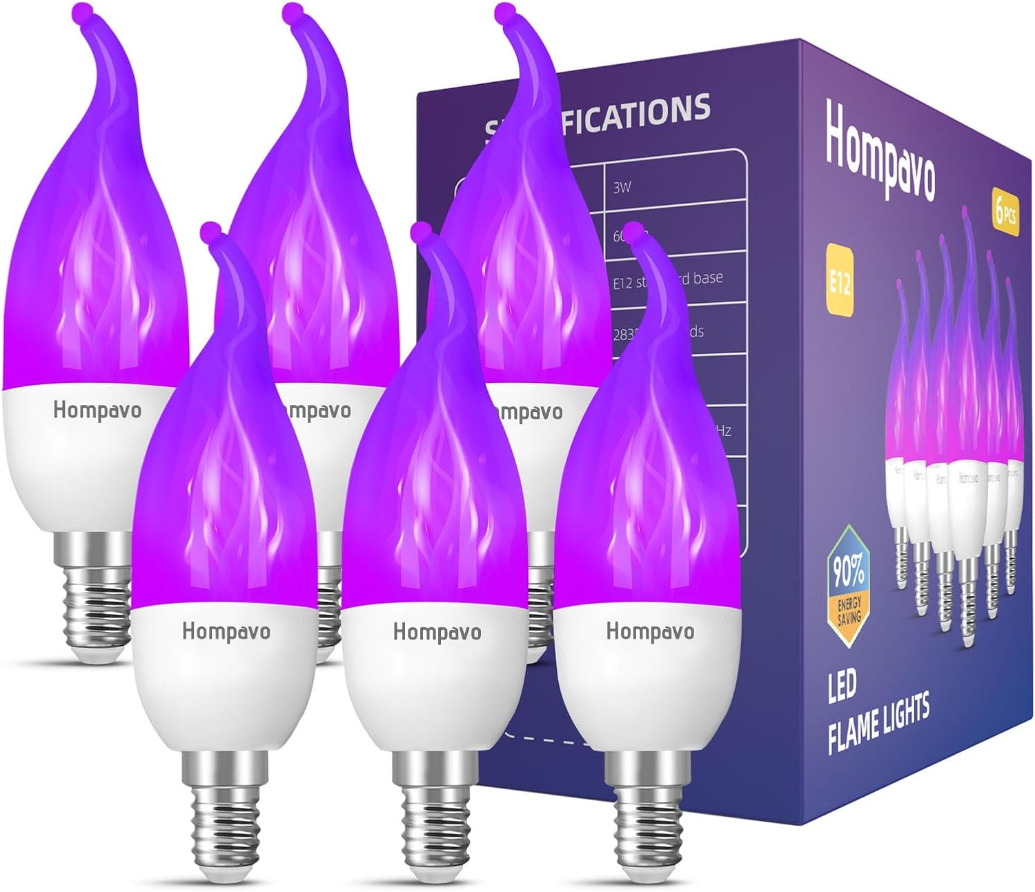 Hompavo 【Upgraded LED Flame Light Bulbs, 3 Modes Flickering Light Bulbs ...