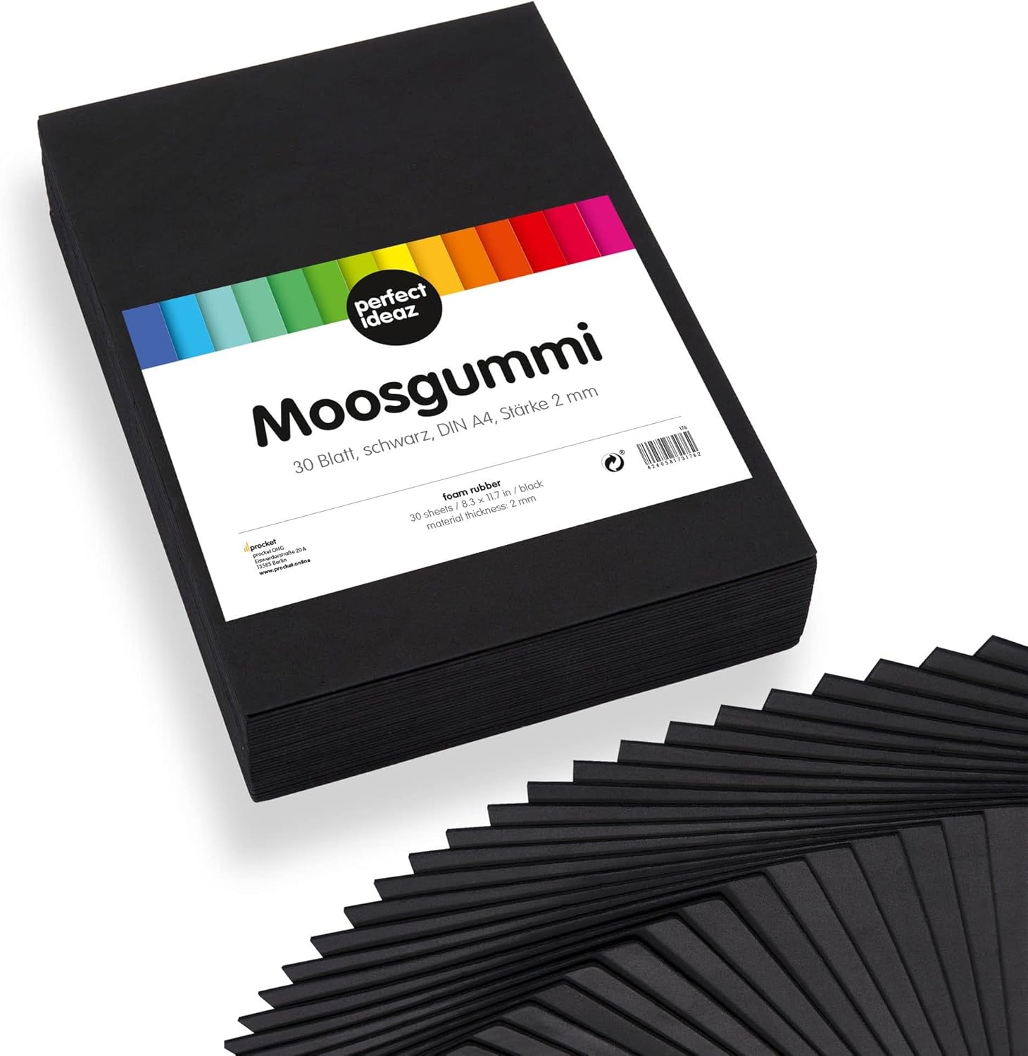 perfect ideaz 30 feuilles de papier mousse noir DIN-A4, plaques de ...