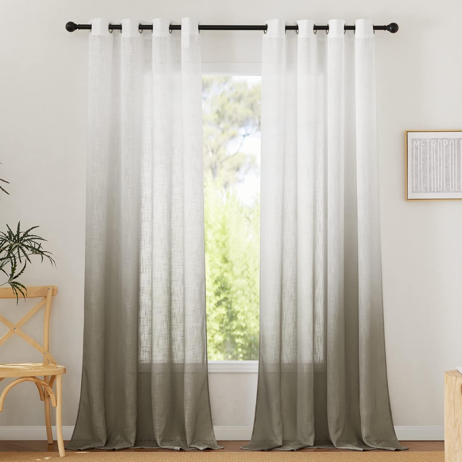 PONY DANCE Tende Voile Effetto Lino - 2 Pezzi Tende Camera da Letto ...