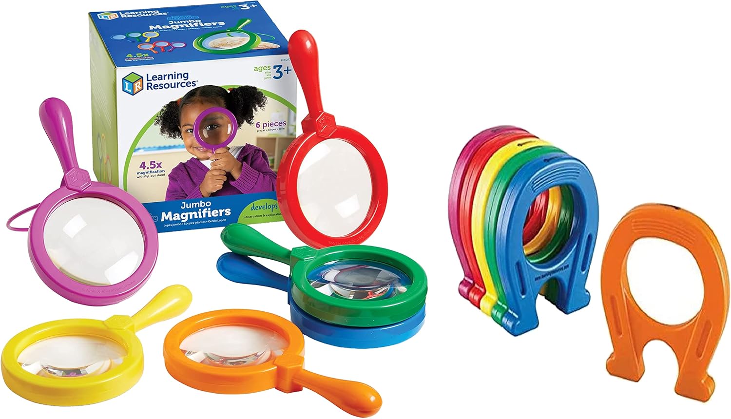 Learning Resources Jumbo Magnifiers (Set of 6) & Primary Science Mighty ...
