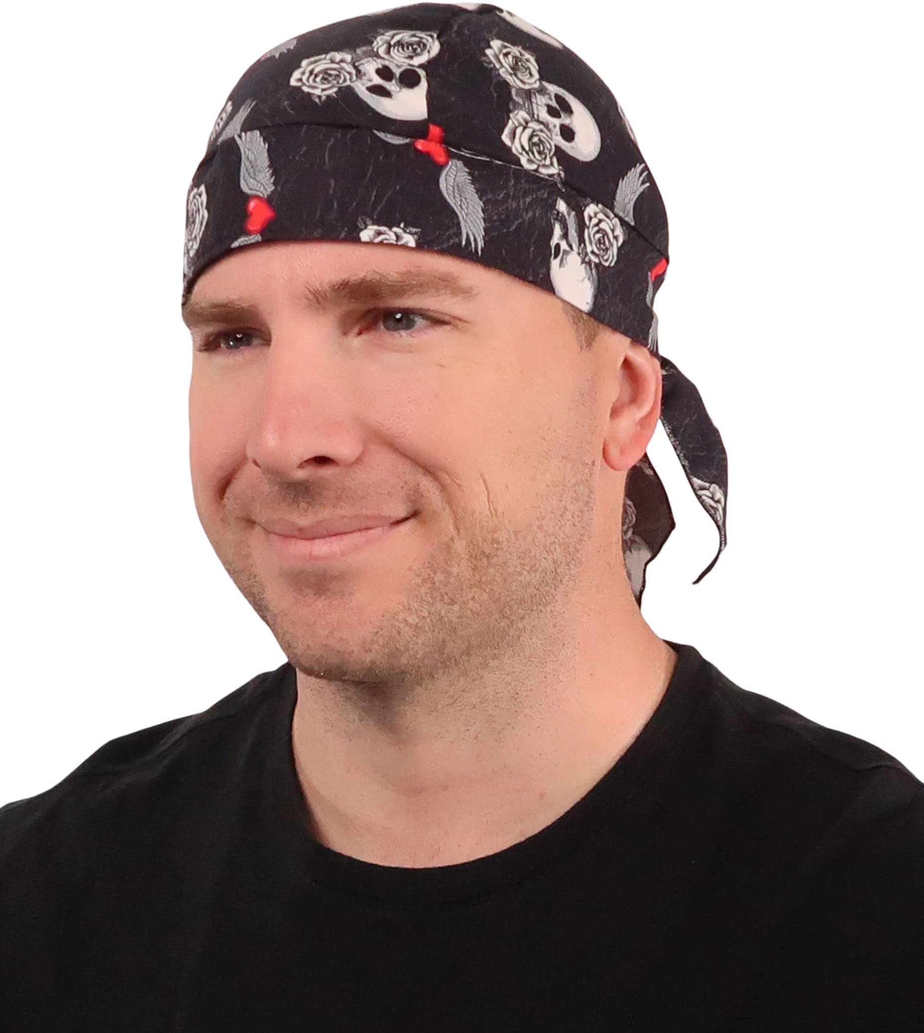 Amazon.com: Sparkling EARTH Hearts, Skulls & Roses on Black Skull Caps ...