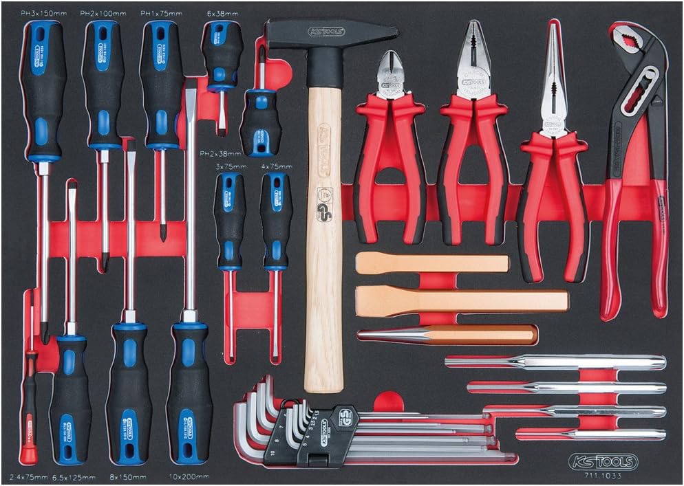 Amazon.com: KS TOOLS 711.1033 General Purpose Tool kit, 33 pcs, 1/1 ...