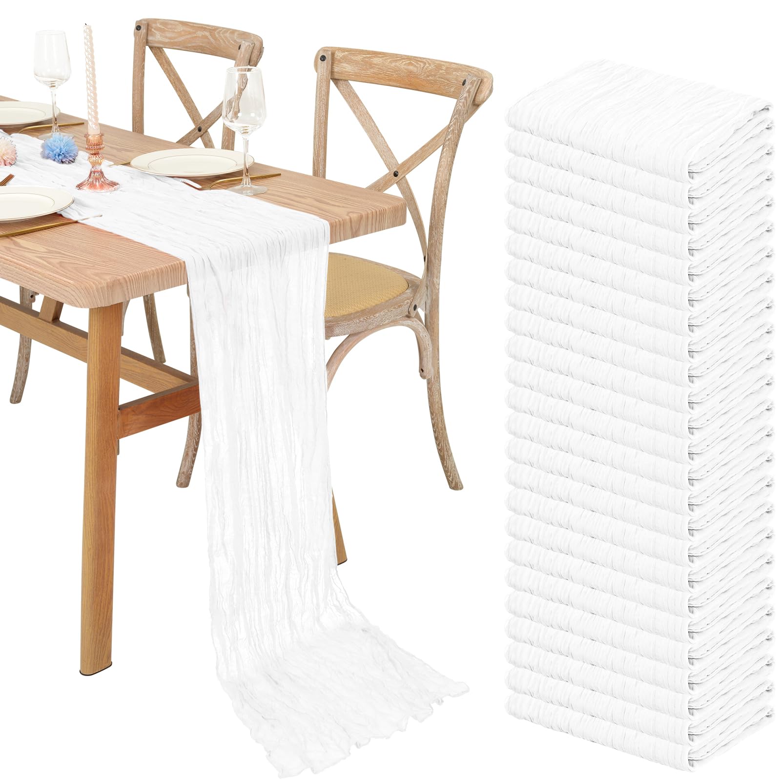 24 Pack White Cheesecloth Table Runner Gauze Table Runner 21.5 x ...