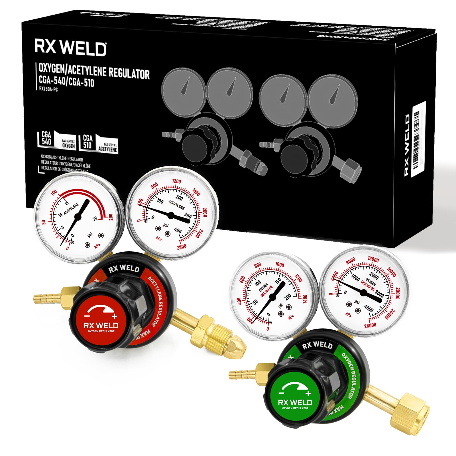 Snapklik.com : RX WELD Oxygen And Acetylene Regulators CGA540 And ...