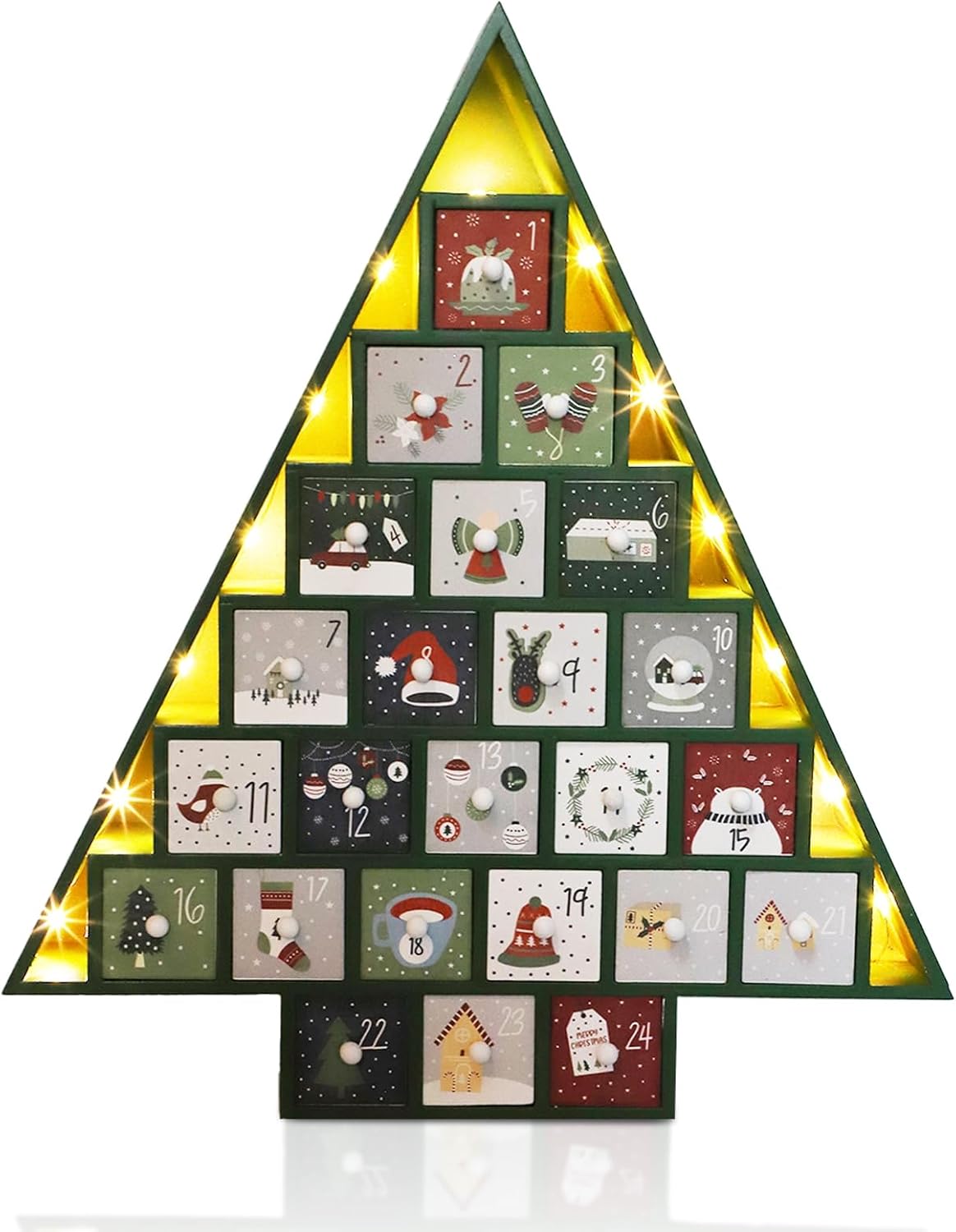 Amazon.com: MorTime LED 24 Day Advent Calendar Decorated with 24 ...