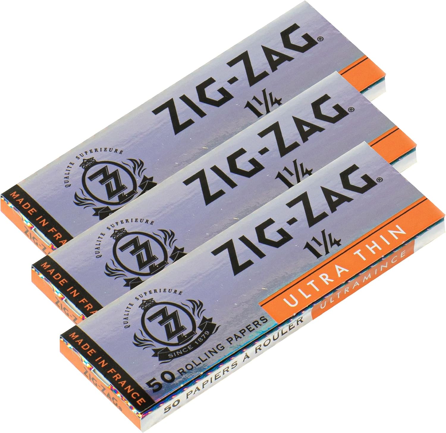 ZIG-ZAG Ultra Thin Rolling Papers, 1¼ Size, 3 Booklet Pack, 50 Leafs ...