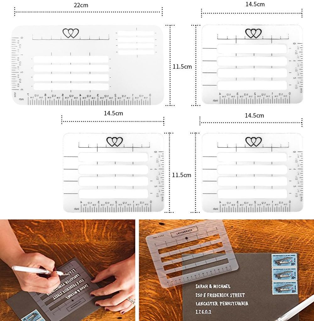 niCWhite Envelop Addressing Guide Stencils Templates Lettering Straight ...