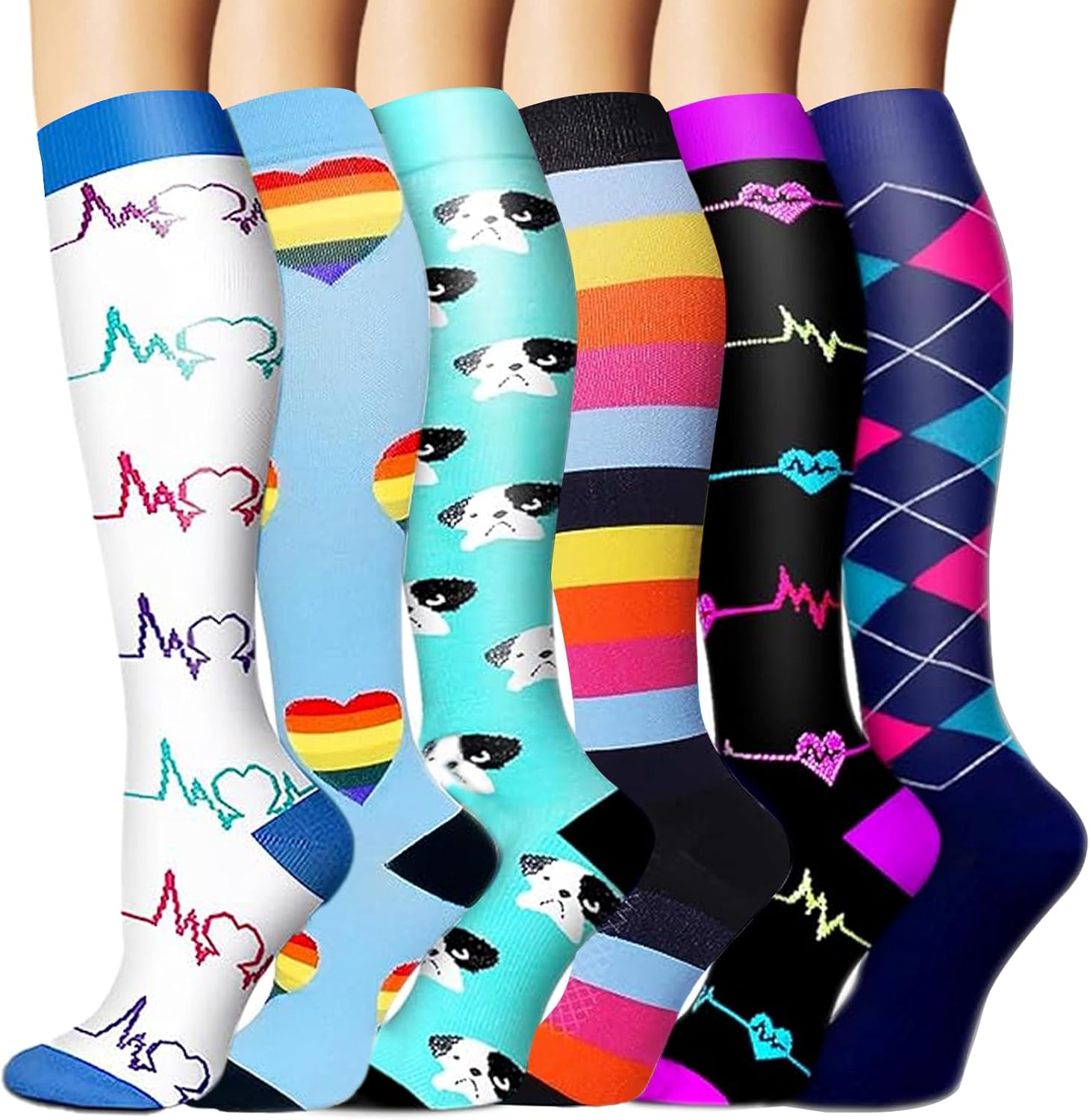 Amazon.com: 6 Pairs Compression Socks Women Men 20-30mmHg - Best ...