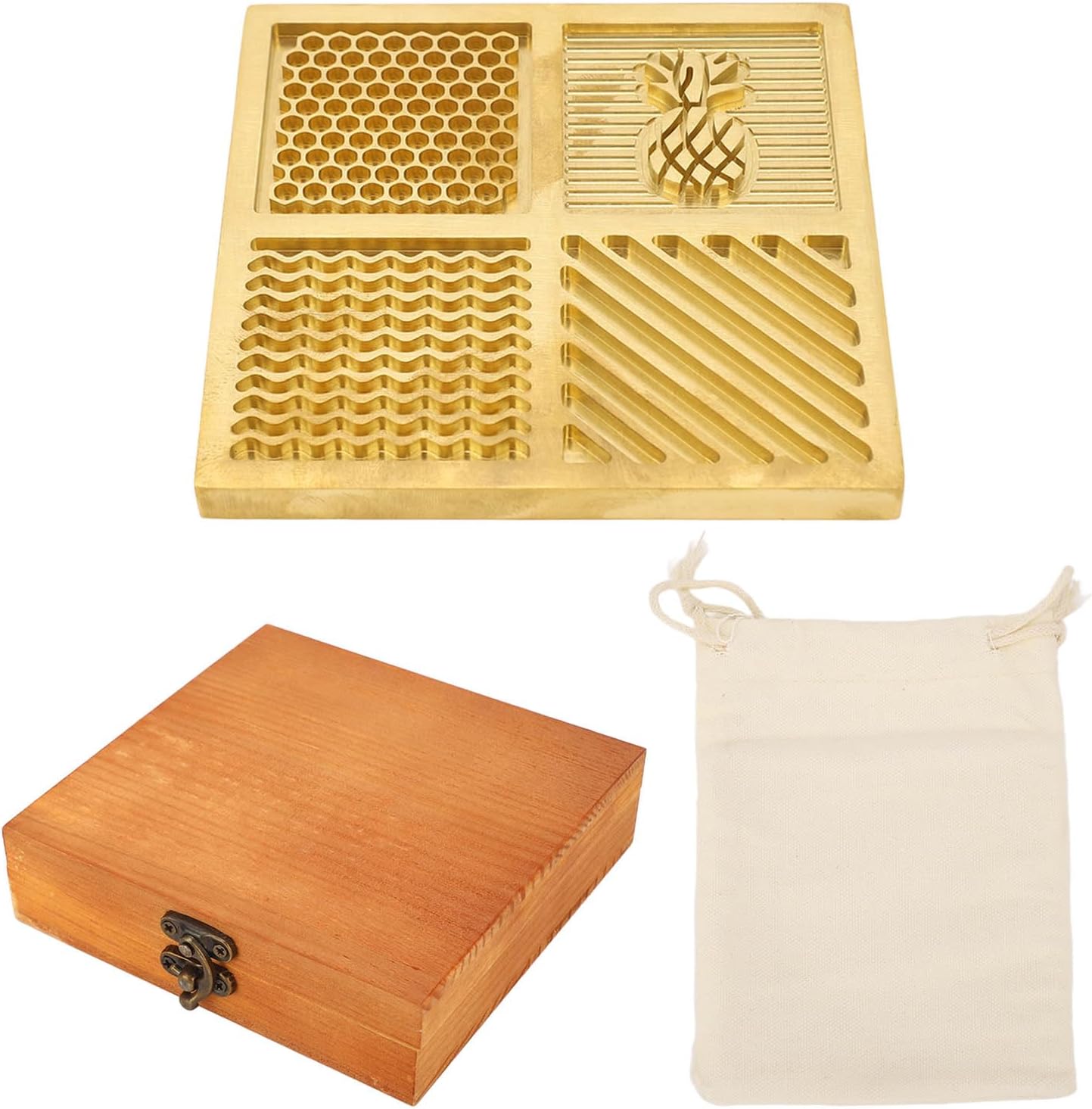 4 Patterns Brass Ice Designer Tray Craft Modern Ice Molds Cube Stamping ...