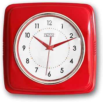 Amazon.com: PKVM 1978 9 inch Retro Red Color Indoor Wall Clock, Battery ...