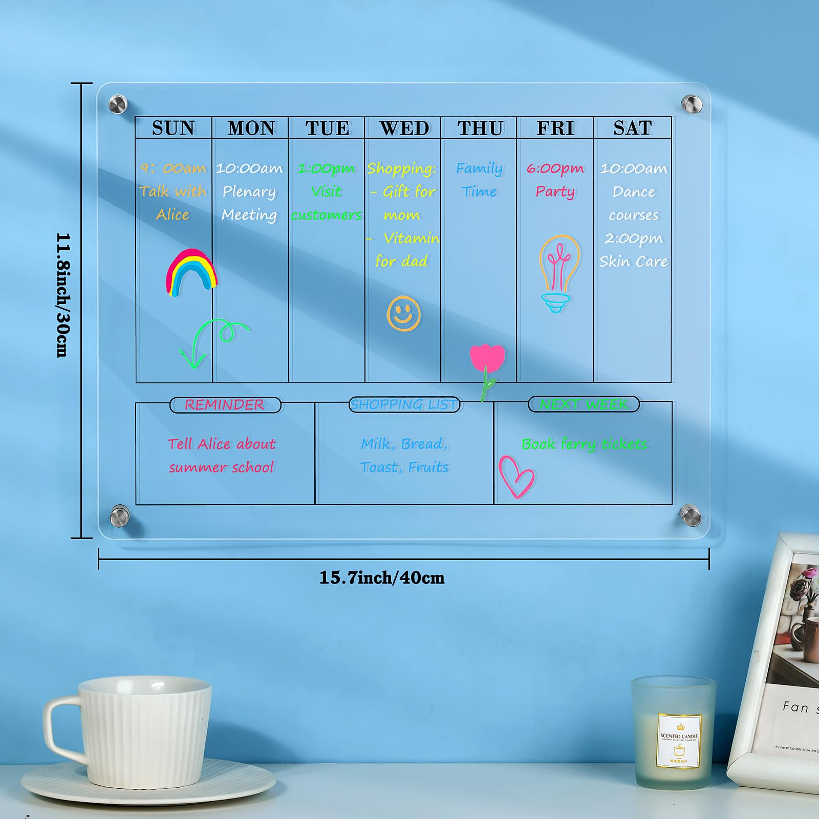 Snapklik.com : Clear Acrylic Calendar For Wall, Dry Erase Schedule ...