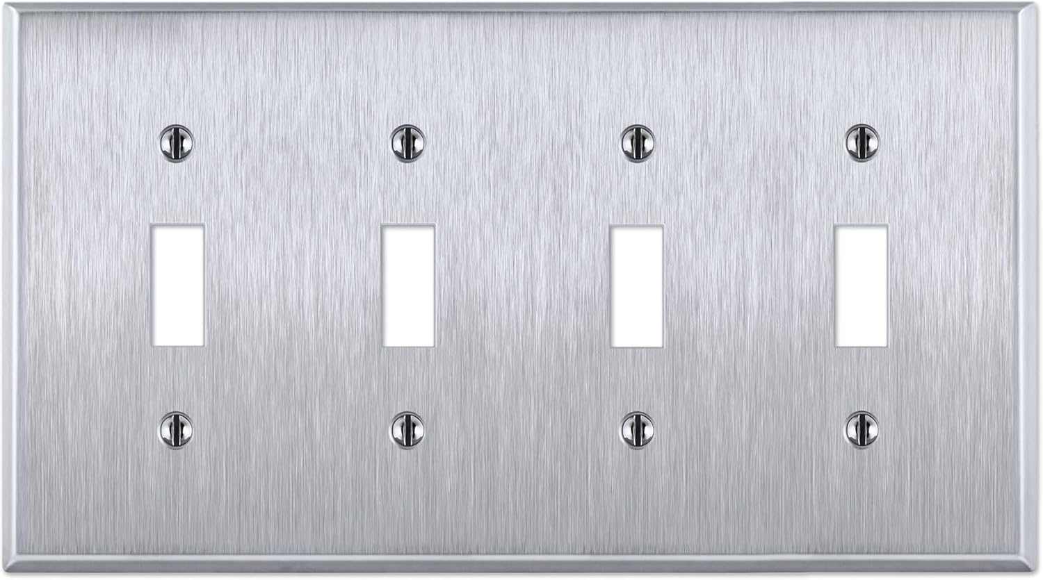 4 Gang Toggle Stainless Steel Light Switch Cover - Four Gang Wall Plate ...
