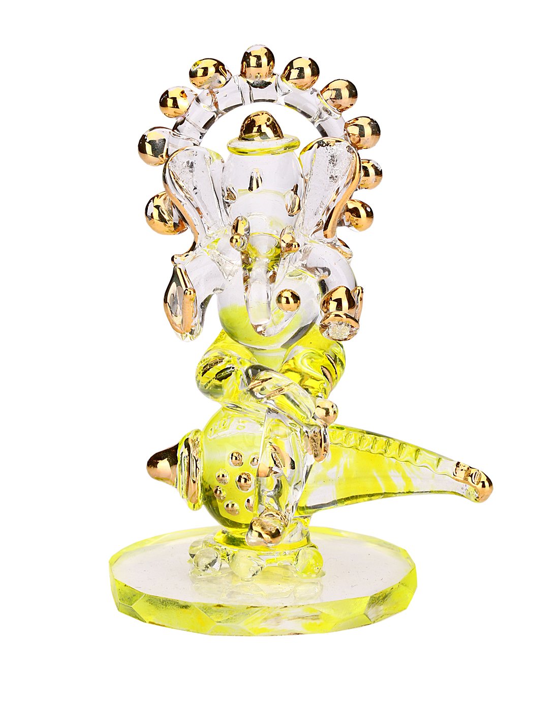 Somil Blessing Ganesha on Shankh Glass Showpiece (8 cm x 4.5 cm x 1.75 ...