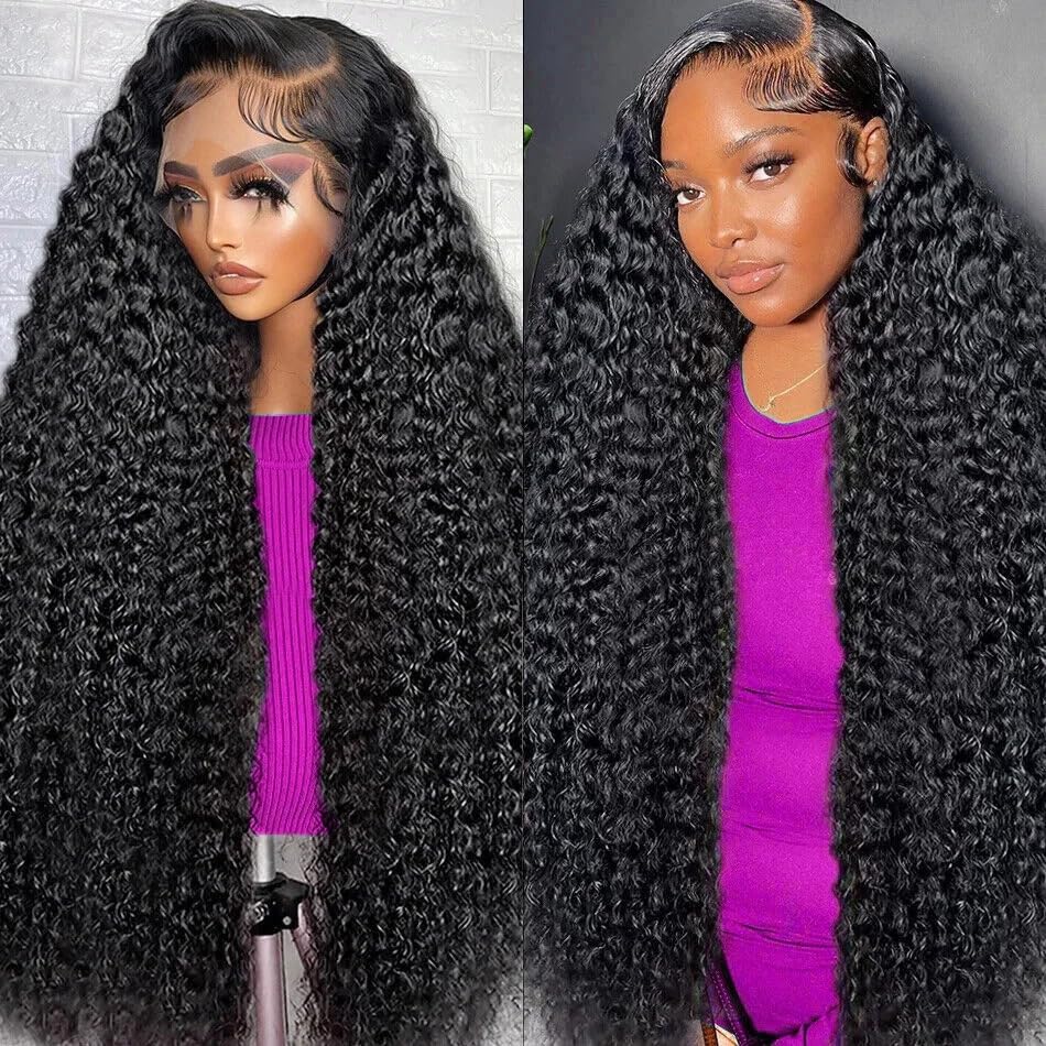 Amazon.com : JSWOQZ 30 Inch Deep Wave Lace Front Wigs Human Hair 150% ...
