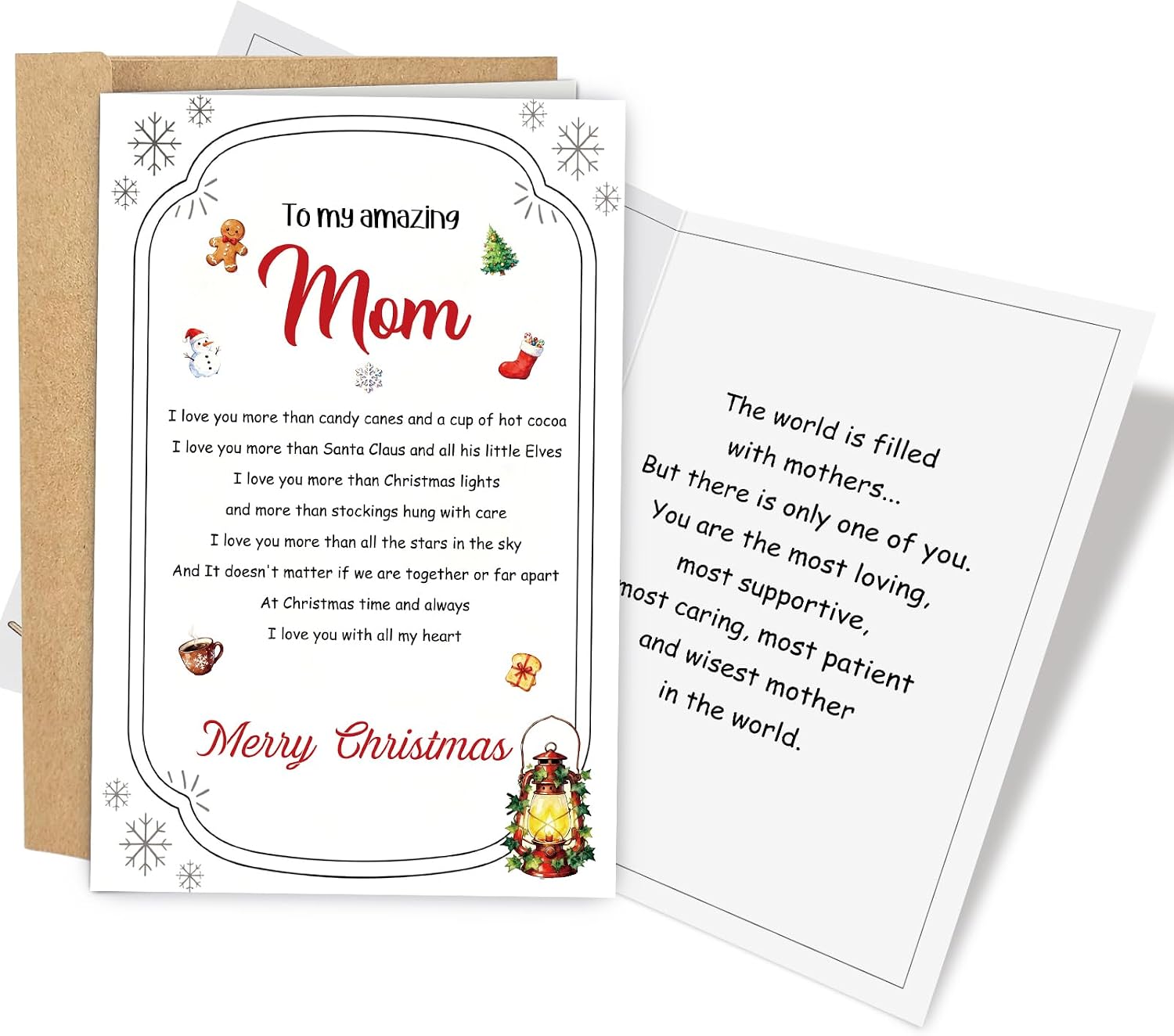 Amazon.com: Naixiwen Merry Christmas Card for Mom, Mom Christmas Card ...