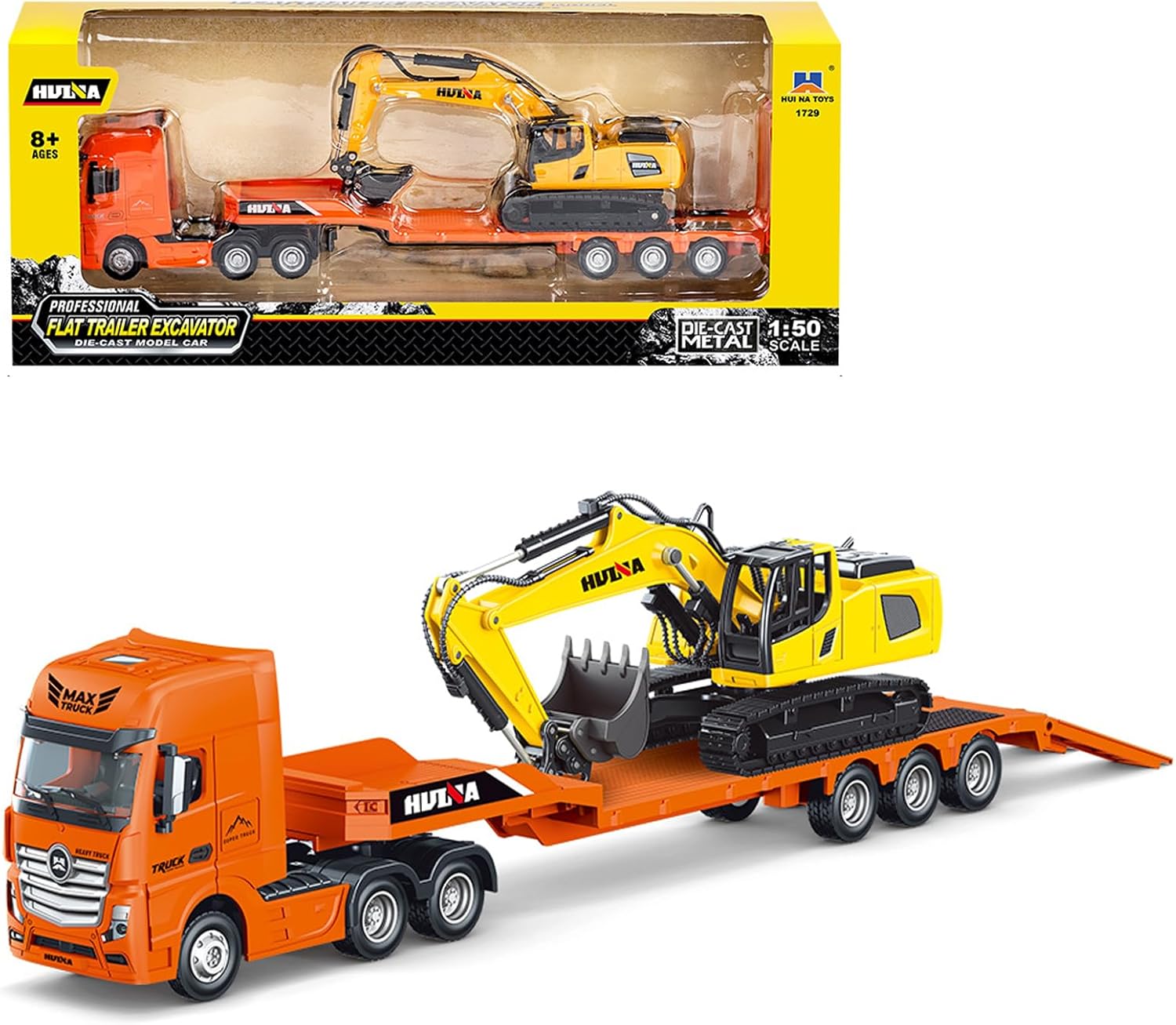 Amazon.com: Gemini&Genius Flat Trailer Excavator Toys Set for Kids ...