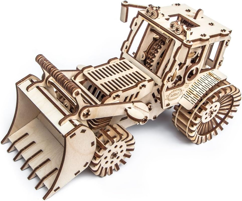 Amazon.com: MIKO Mechanical Wooden Puzzle Bulldozer Construction Set ...
