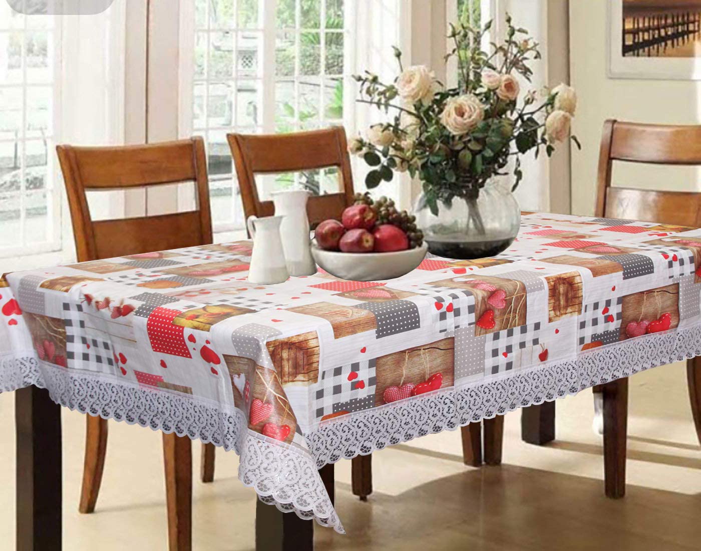 Buy Kuber Industries Waterproof Dining Table Cover 6 seater | Checkered ...