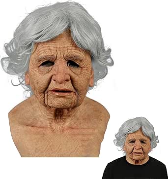 Amazon.com: JTkxjry Halloween Realistic Old Man Mask, Creepy Human ...
