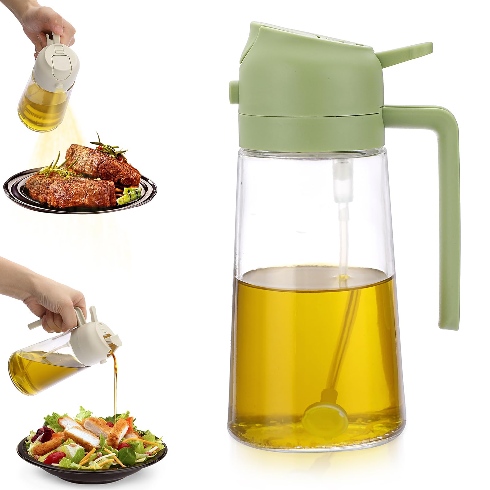 Amazon.com: BSTKEY 17oz Olive Oil Dispenser Bottle for Kitchen, 2 in 1 ...