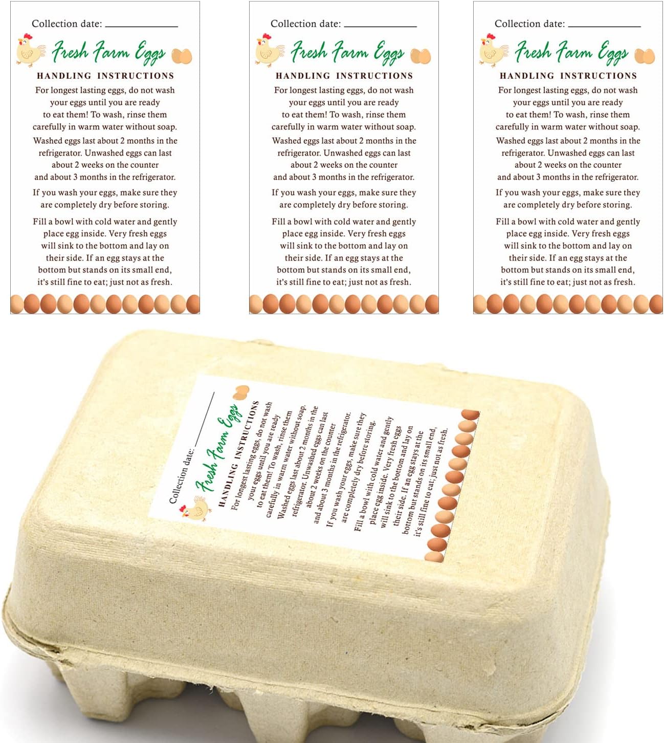 Amazon.com: Egg Handling Instruction Stickers, Farm Fresh Egg Care ...