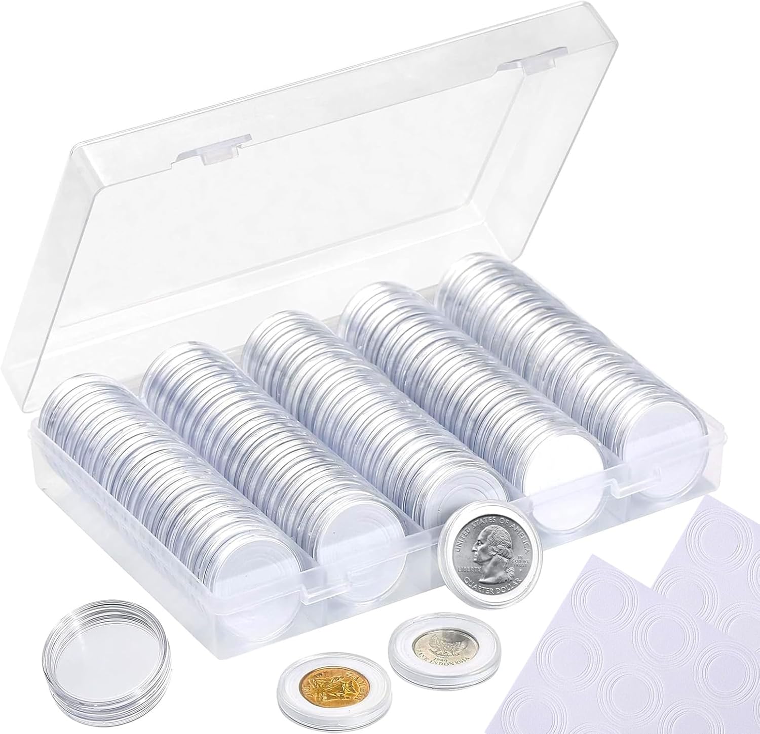 Amazon.com: DALMALIN 100 Piece 30mm Coin Capsules with Plastic Storage ...