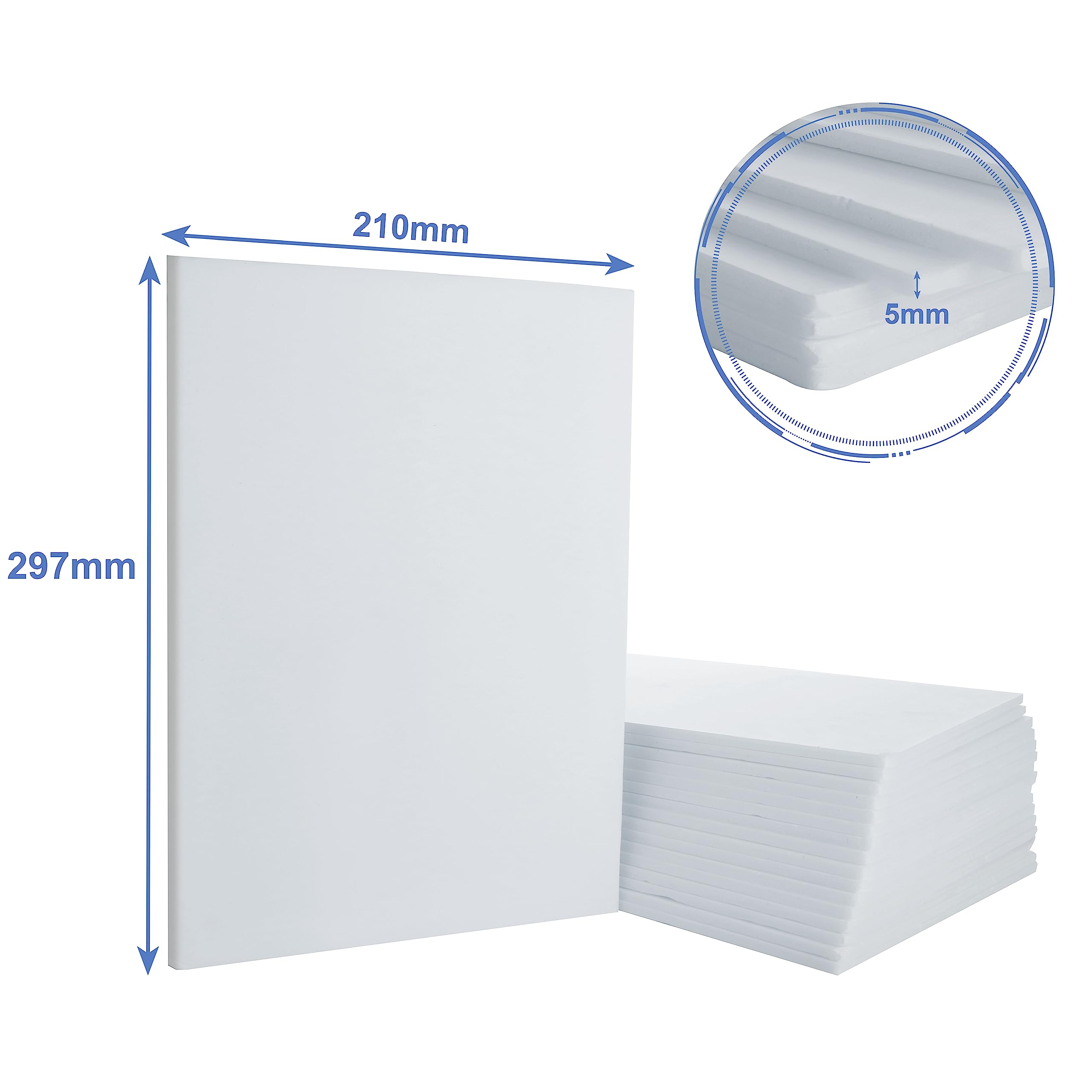 CYEER 24 Pack Foam Board, A4 Foam Sheet 5mm Thick Crafts Polystyrene ...