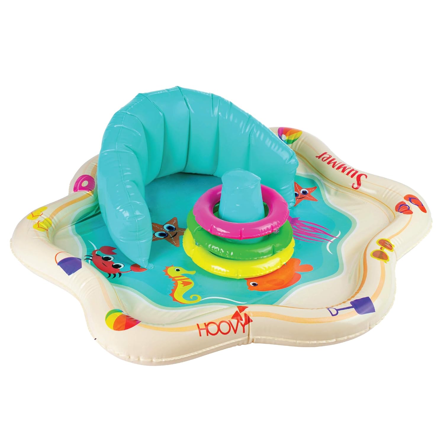 Inflatable Baby Splash Mat with Backrest & Fun Stackable Rings ...