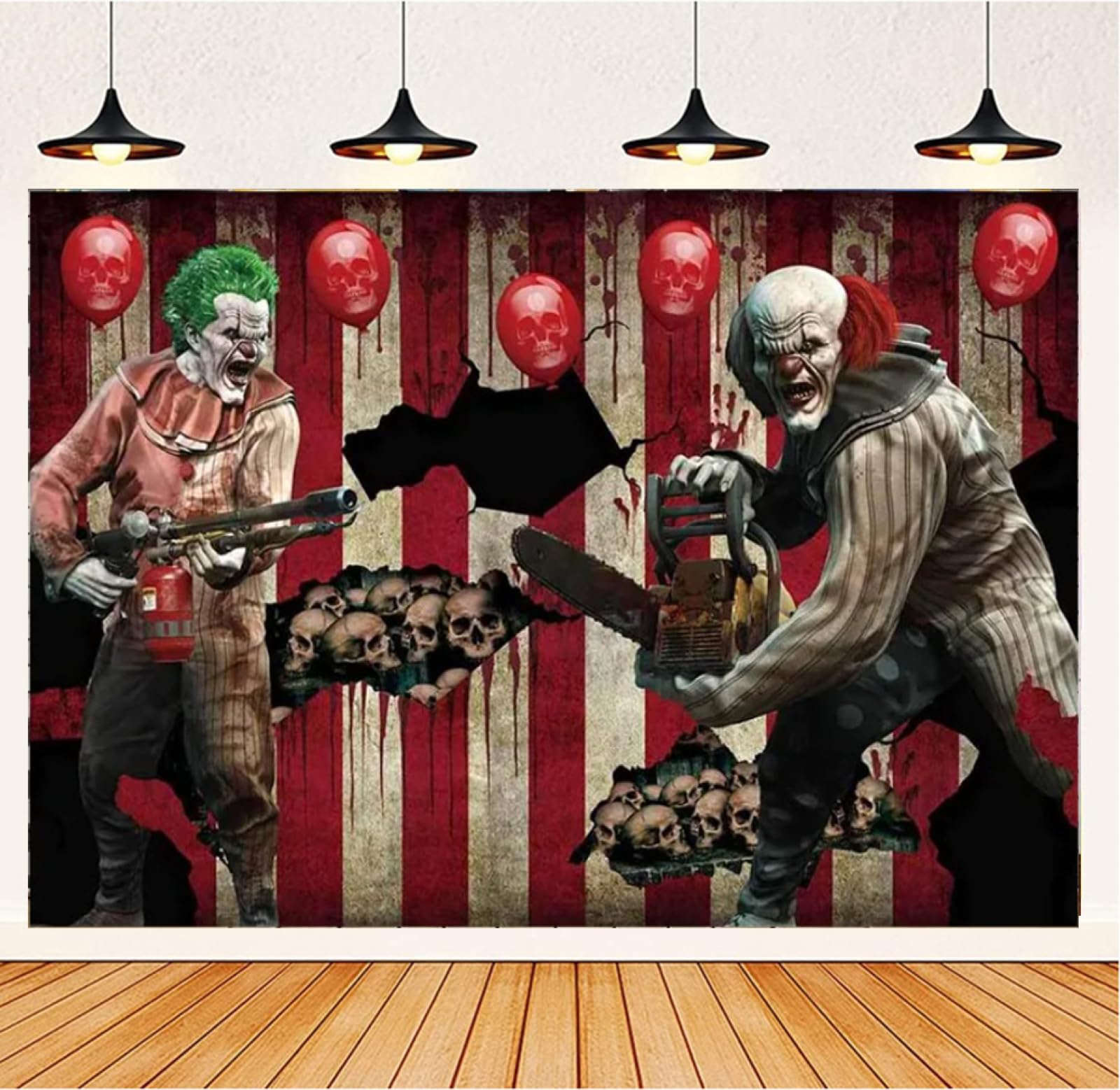 Amazon.com : Halloween Eve Clown Photography Backdrop Fabric Circus ...