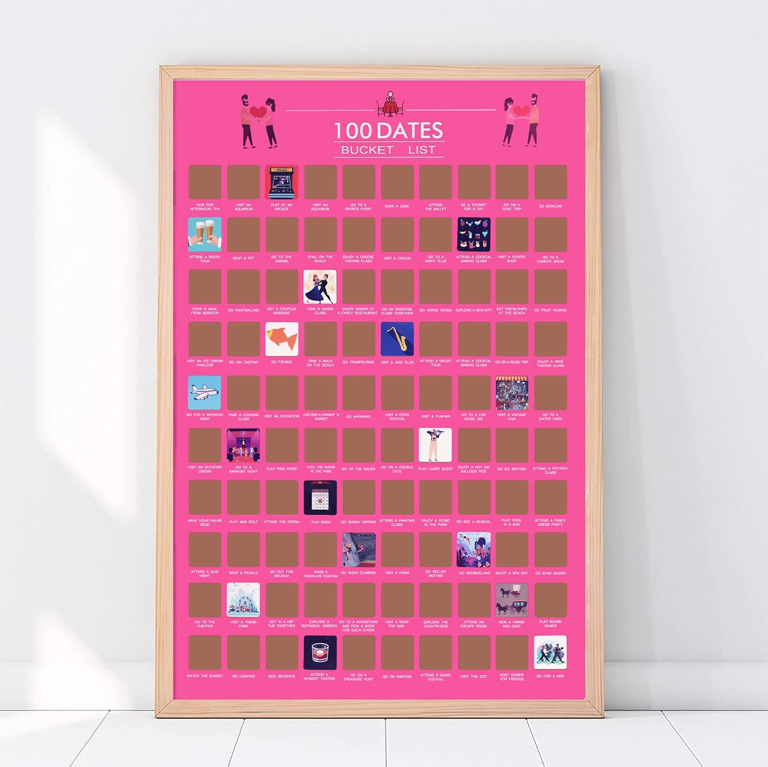 Amazon.com: NC 100 Dates Scratch Off Poster Bucket List, Date Night ...