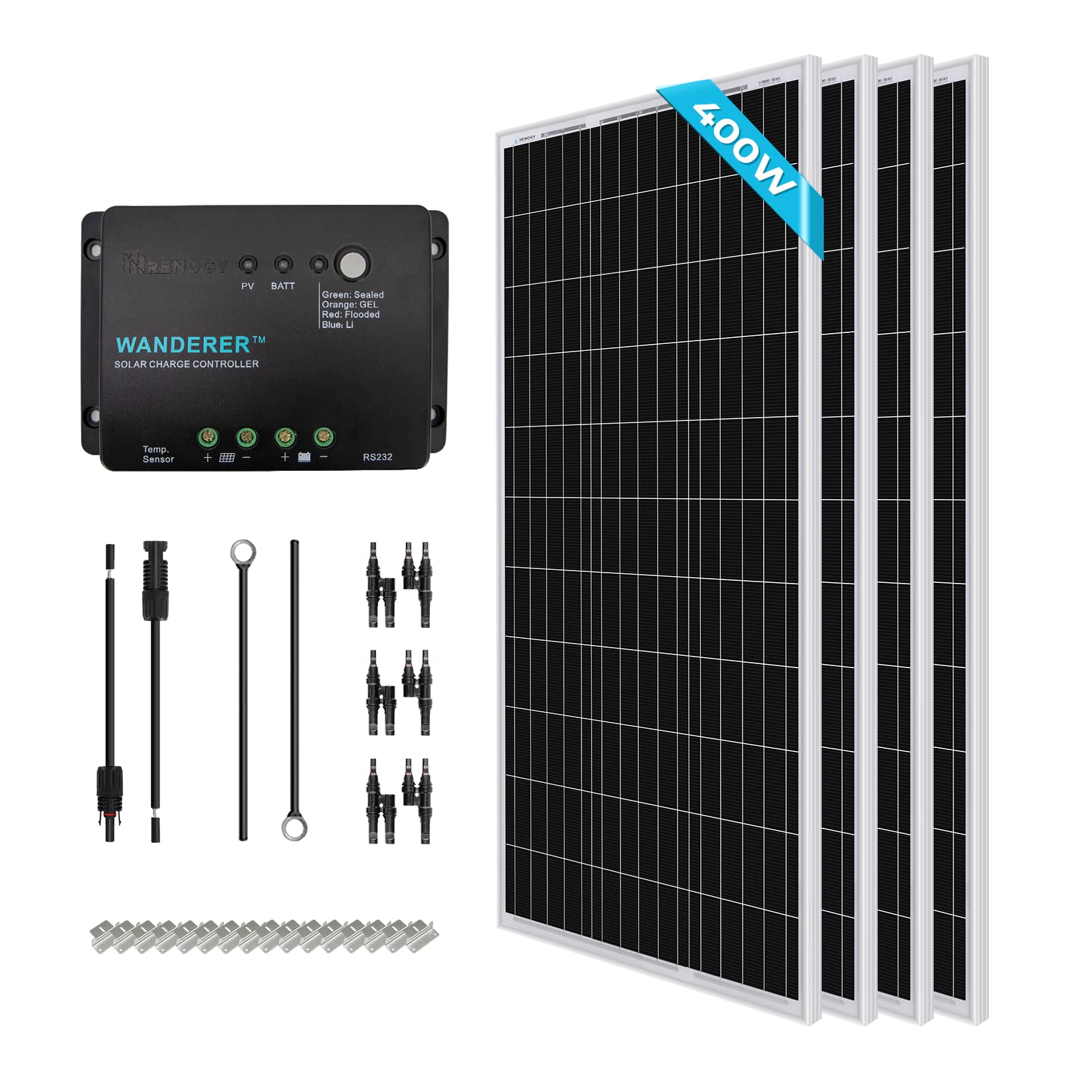 Renogy 400W Solar Panel Kit 12V Mono rv Solar Power Kit,Solar Panel ...