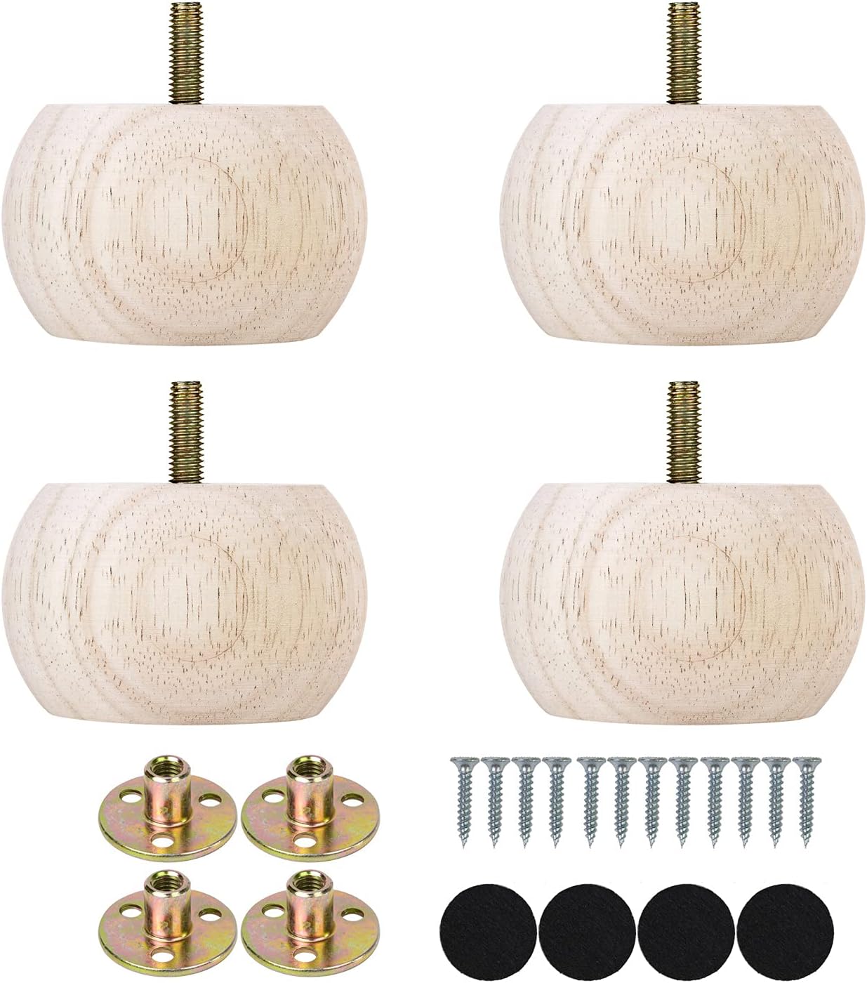Amazon.com: Osborne Squat Round Bun Foot in Soft Maple Wood (Set of ...