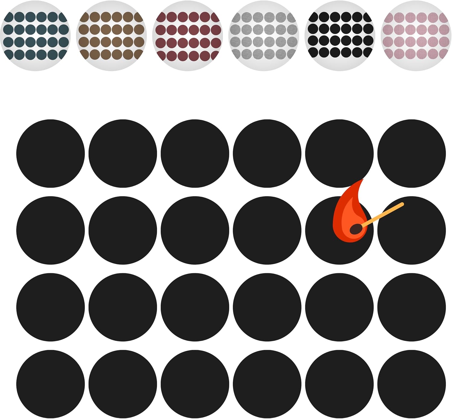 Amazon.com: 24 Count Sheet - 1" Round Adhesive Match Striker Paper ...